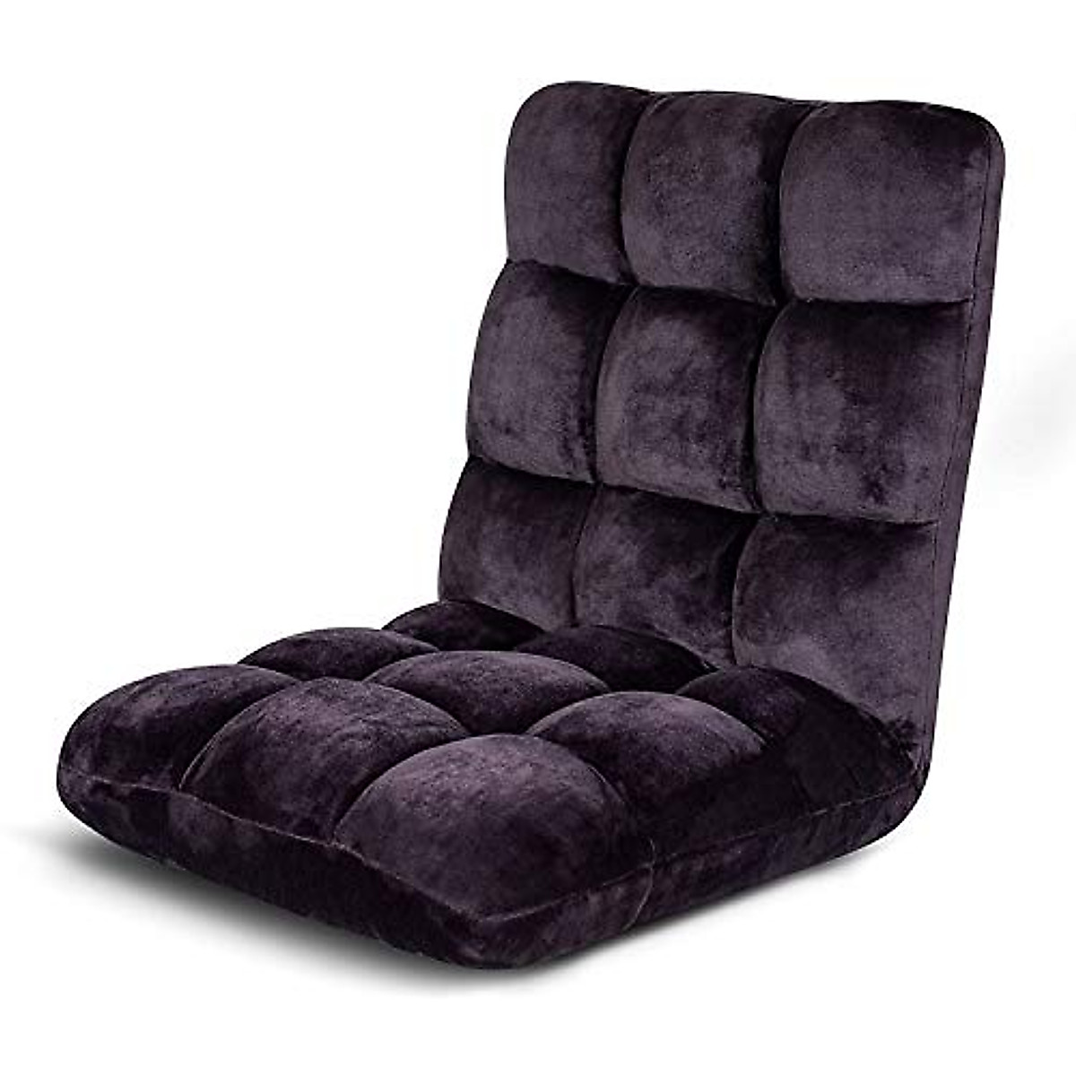 BIRDROCK HOME Adjustable 14-Position Memory Foam Floor Chair for Kids | 22.5" H x 19" W. 5.5" Thick Cushion | Eggplant | Comfy Back Support | Reading Game Meditating | Foldable Banana Rocker Chairs