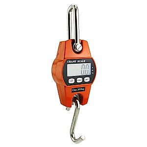 Liberty LS-931 Portable Industrial Digital Hanging Scale, Mini Crane Scale with Hooks for Farm Hunting Fishing Outdoor | 600lb x 0.2(lb) / 300kg x 0.1(kg) (Orange)