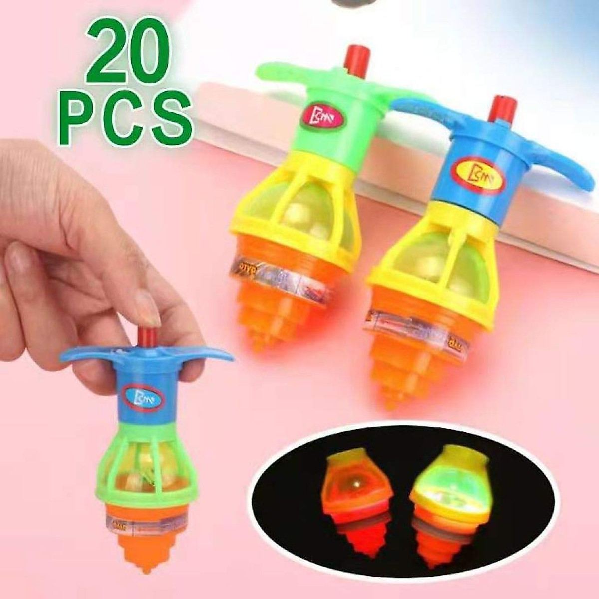 20 Pack LED Light up Flashing UFO Spinning Tops for Kids, Gyroscope Novelty Bulk Toys Goodie Boys and Girls Best Party Favors