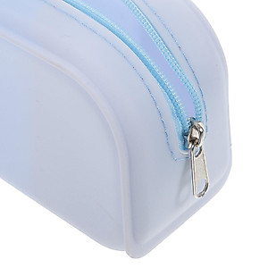 Silicone Pencil Case Pouch Bag Candy Color Pencil Case Cute Pen Case Silicone Pencil Case Small Cute Aesthetic Zipper Pencil Pouch for Travel Cosmetics Makeup Sky-blue
