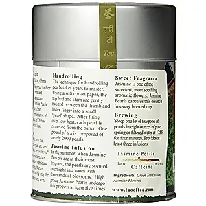 The Tao of Tea, Handrolled Jasmine Pearls Green Tea, Loose Leaf, 3 Ounce Tin