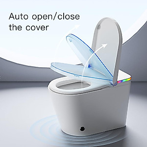 Smart Toilet with Built-in Bidet Seat, Tankless Toilet with Auto Lid Opening, Closing and Flushing, Heated Seat, Digital Display, Elongated