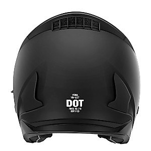 Motorcycle Open Face Helmet YEMA YM-637 DOT Approved 3/4 Half Helmet with Sun Visor for Adult Men Women - Matte Black,Medium