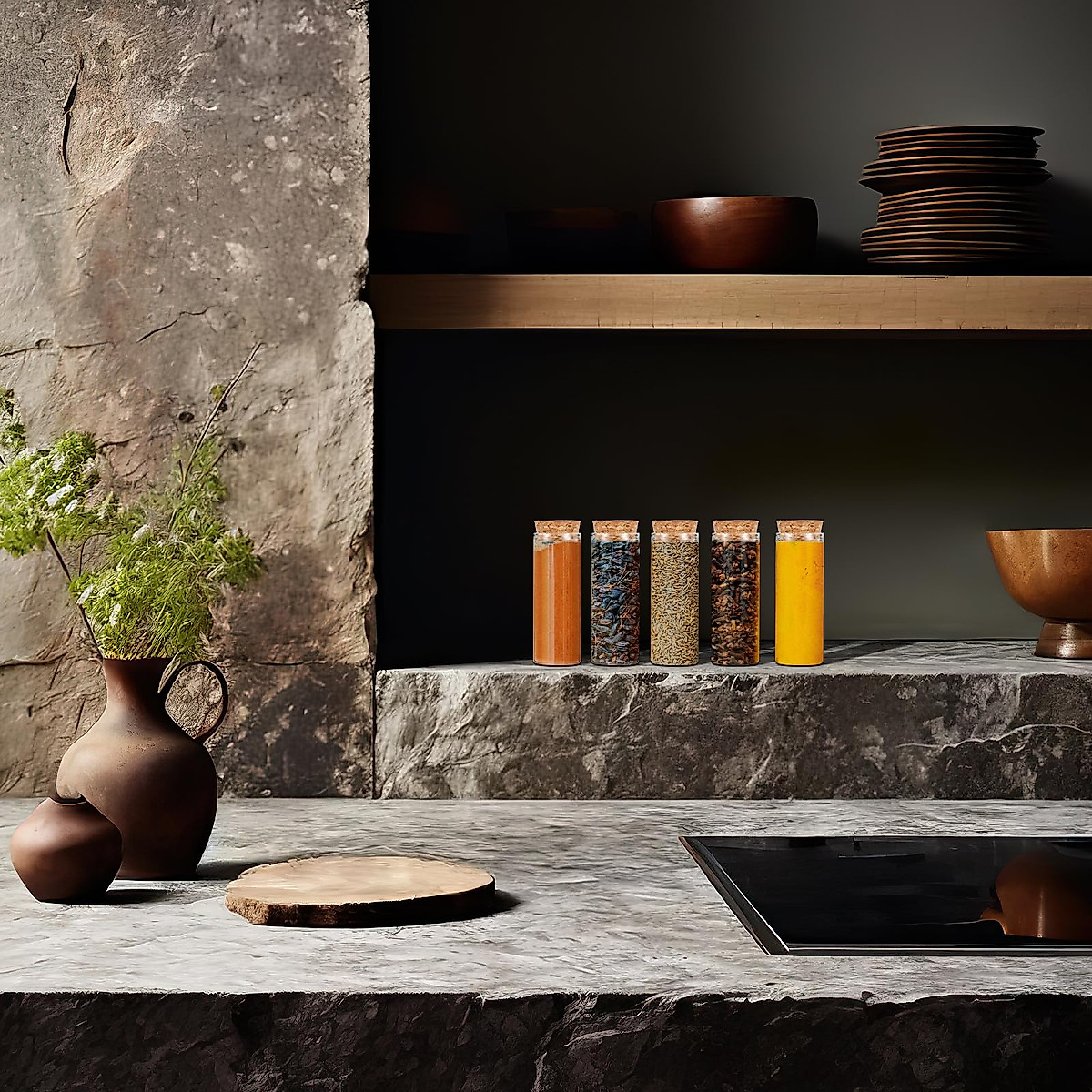 Baluue 10 pcs Glass Test Tubes, 30x80 mm Clear Borosilicate Glass Test Tubes with Cork Stoppers Good Seal for Fluids Container for Lab Use Candy Dried Flowers Storage Tubes