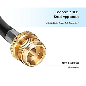 Suppmen Propane Hose, 4FT Propane Adapter 1lb to 20lb, Propane Adapter Hose, Propane Tank Adapter for Buddy Heater, Gas Grill, Camping Stove to a Refillable Bulk Propane Cylinder.