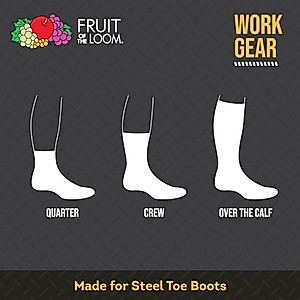Fruit of the Loom mens Cushioned Durable Cotton Work Gear With Moisture Wicking Casual Sock, White, 6-12 US(Pack of 10)