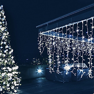 JMEXSUSS 77.6FT 800 LED Icicle Christmas Lights Outdoor, 8 Modes White Icicle Lights Outdoor Waterproof, Connectable Ice Lights Outdoor Christmas String Lights for House Wedding Christmas Decoration
