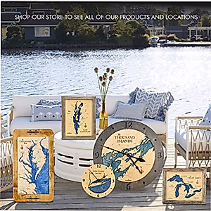 Sea & Soul Chesapeake Bay 3-D Nautical Wood Chart 12" Wall Clock, Handcrafted in The USA, Topographic Water Map Clock, Carved Lake Art Wall Clock, Coastal Décor (Deep Blue)