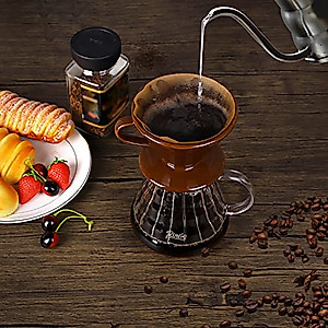 ELLDOO Ceramic Pour Over Coffee Dripper, Coffee Dripper Cone Brewer, Pour Over Cone Coffee Maker Slow Brewing Accessories for Home Office Cafe, 2 Cup Size, Brown