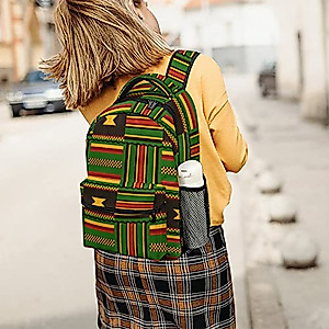 African Kente Cloth Tribal Print Unisex Laptop Backpack Lightweight Shoulder Bag Travel Daypack