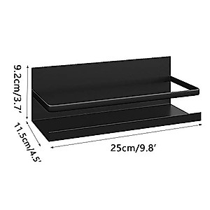 YJSMO Magnetic Spice Rack for Refrigerator,Heave Duty Magnetic Shelf For Kitchen With Strong Magentic Storage Organizer,Fridge Spice Rack for Cabinet,Space Container,Drill free (Black, 2 Pack)