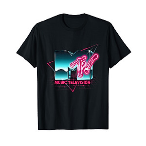 Mademark x MTV - Retro MTV Logo 80's Chrome Effect Neon Colors Vintage MTV T-Shirt