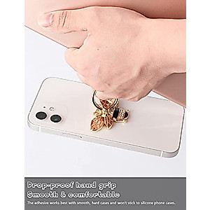 Phone Ring Holder with Crystal, Allengel Bee Phone Ring Grip Finger Kickstand, Gold Black