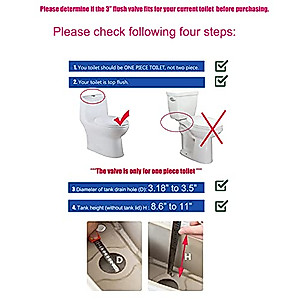 3 inch Dual Flush Valve Replacement for One Piece Toilet Repair Kit Parts Tank Drain (3.18”-3.5”),A2201