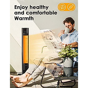 Oraimo Patio Heater, Outdoor Heater with Remote, 1500/750W ETL, IP55- Certificatied Quiet Electric Infrared Heater with Triple Protection portable for Bedroom, Living Room, Balcony and Garage Use