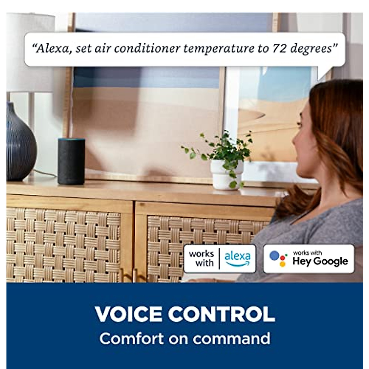 GE Window Air Conditioner 8000 BTU, Wi-Fi Enabled, Black, Energy-Efficient Cooling for Medium Rooms, 8K BTU Window AC Unit with Easy Install Kit, Control Using Remote or Smartphone App