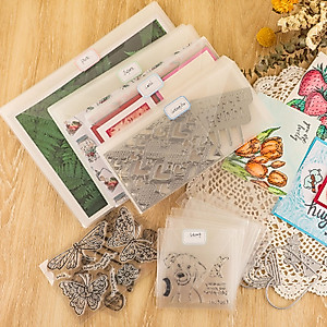 Briartw 20 Pack 4.75x4.75" Square Storage Bag,Resealable Plastic Envelopes Pockets for Cutting Dies Stencil Crafts Organizer Holder,Clear Storage Envelopes for Clear Stamp,Die Cuts,scrapbook Paper