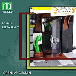 Nickbuild Street Roman Restaurant MOC Building Blocks Toy, Towns Series Kits, Collectible Play Model Set and Building City Toys for Kids and Teens (1186 PCS)