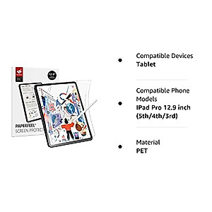 bersem 2-Pack Paperfeel Screen Protector Compatible with iPad Pro 12.9 Inch (2022 & 2021 & 2020 & 2018), iPad Pro 12.9 6th / 5th / 4th / 3rd Generation Matte PET Film for Drawing, Anti-Glare