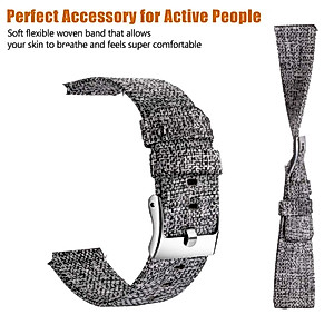 Lamshaw GT01 Smartwatch Band, Breathable Nylon Woven Fabric Replacement Accessory Strap Compatible for Dirrelo GT01 / LETSCOM GT01 1.55" / Hamile Smart Watch/Fitpolo GT01 Smartwatch (Gray)
