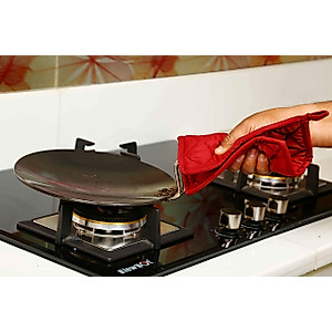 Pot Holders Cotton Made Machine Washable Heat Resistant Potholder, with Hanging Loop, Potholder for Cooking, Baking, Serving- Size 7" x 7" - Burgundy Color - ( Pack of 30 )