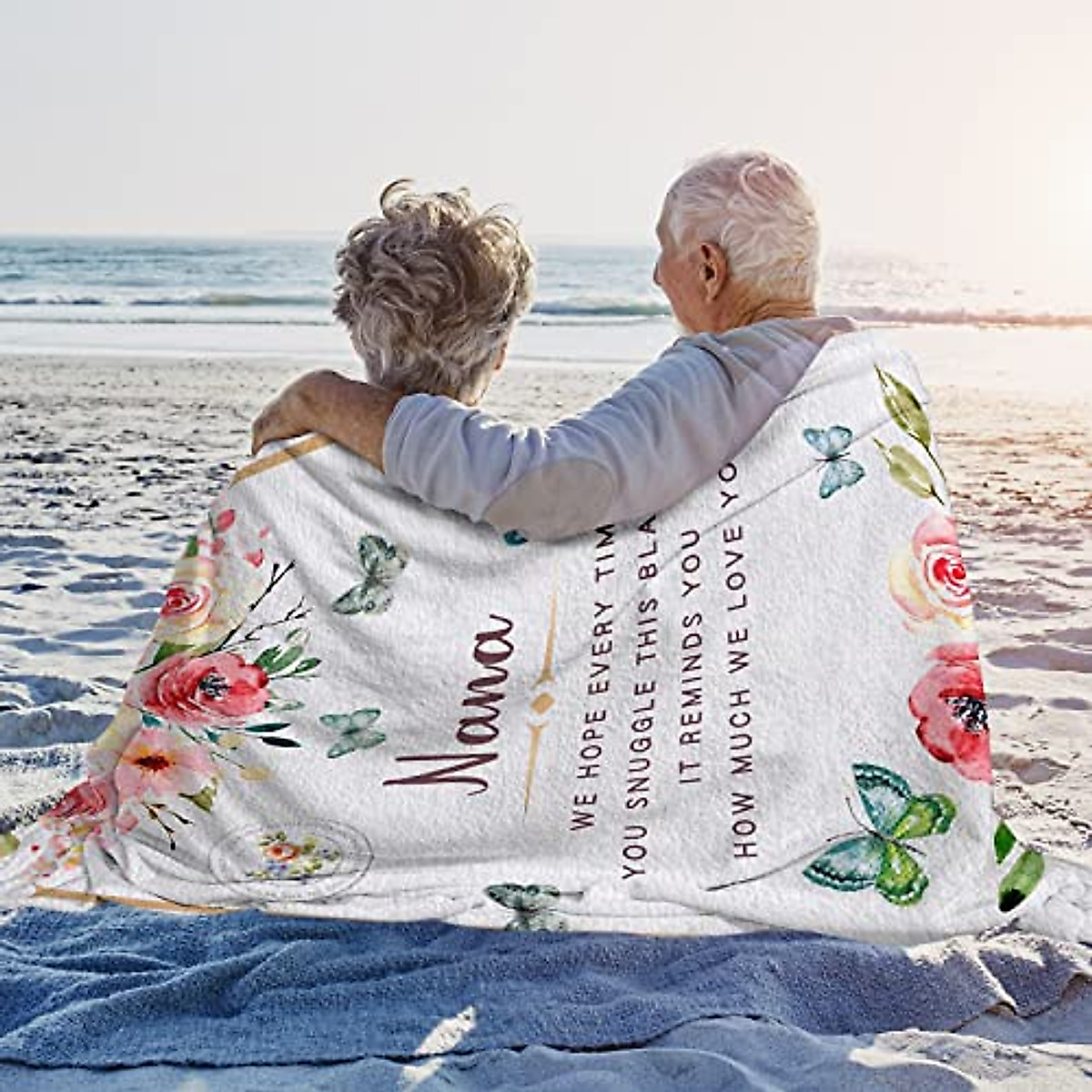 YRAQLVU Nana Gifts Throw Blanket from Granddaughter to My Grandma Happy Birthday Gifts Ultra-Soft Flannel Blankets for Couch Lightweight Travel Blanket for Women 50"x60"