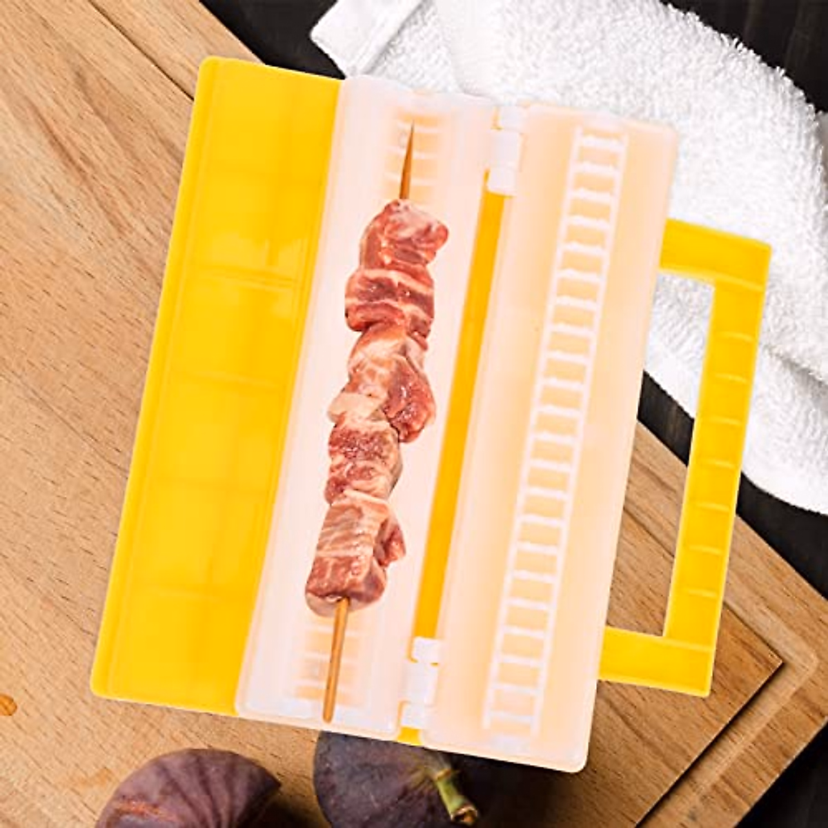DOITOOL 1PC BBQ Skewers Wears Meat Device Meat Skewer Tools Quick Portable Meat Skewer Box 19.5Ã—6CM Plastic Manual Hand-held Multifunctional Barbecue Accessory Skewer Machine Kebab Maker for Picnic