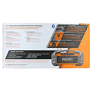 Ridgid R84087 18V Lithium Ion Cordless / Corded Jobsite Radio with Bluetooth, Aux, and AM/FM capabilities (AAA Battery and Aux Cord Included, 18V Battery Not Included)
