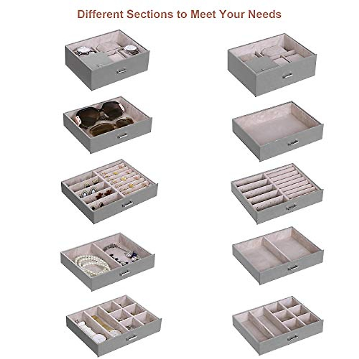 ANWBROAD Large Jewelry Box 6 Tier Jewelry Organizer Box Display Storage Case Holder with Lock Mirror Girls Jewelry Box for Earrings Rings Necklaces Bracelets Gift Faux Leather UJJB004H