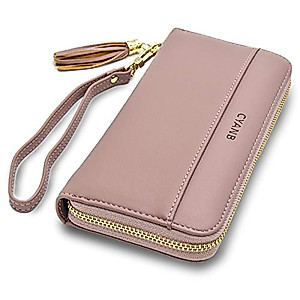 CYANB Women Wallets Tassel Bifold Ladies Cluth Wristlet Wrist strap Long Purse