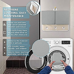 Bath Kneeler and Elbow Rest Set Baby Bath Kneeling Pad, Thick Non-Slip Bathing Kneeling Mat Cushion Quick Drying Bathtub Knee Saver with Arm Support and Pockets for Bathroom Bathing time Comfort, Gray