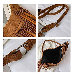 Boho Hippie Purses Fringe Tassel Faux Suede Shoulder Messenger CrossBody Sling Bag Country Concert Outfits for Women (Navy,One Size)