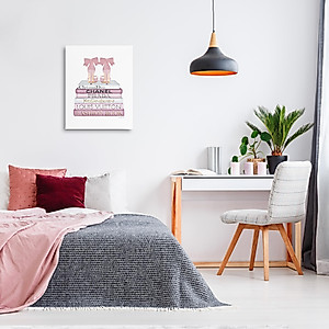 Stupell Industries Fashioner Shoes Bookstack Pink White Watercolor, Design by Artist Amanda Greenwood Wall Art, 24 x 30, Canvas