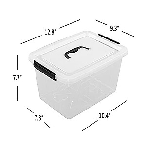 Cand 12 Quart Plastic Latching Box, Clear Storage Bin with Lid, 6 Packs