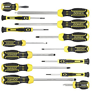 DOWELL Magnetic Screwdriver Set 16-Piece Slotted/Flat Phillips Precision Screwdriver Non-Slip Cushion Grip Magnetizer Repair Tool Kit for Repair Home Improvement Craft (16PC) HY090103