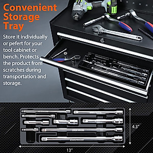 VALUEMAX 9 PCS Extension Bar Set, 1/4", 3/8", 1/2" Drive Socket Extension Bar Set for Ratchet Wrench, Premium Chrome Vanadium Steel with Mirror Finish, Chrome Plated, Storage Tray Included