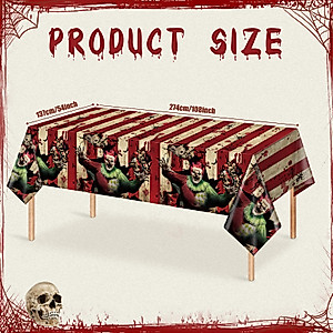 3Pcs Halloween Evil Circus Theme Tablecloth Decoration,Plastic Horrible Evil Clown Background Photography,Creepy Skull Decor Banner for Halloween Carnival Haunted House Party Supplies,54x108 inches
