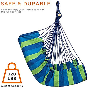 Sorbus Stylish Swing Chair - Fine Cotton Weave for Super Comfort & Durability- Hanging Hammock Chair w/2 Seat Cushions- Portable Outdoor Hanging Chair w/Hardware Kit - Indoor Outdoor Use - Max 265lbs