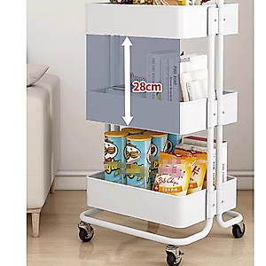 Storage Trolley Rolling Cart Utility Cart 3 Tier Kitchen Storage Cart With Wheels Trolley Bathroom Storage Organization Cart Storage Shelves Rolling Cart Kitchen Storage Cart Rolling Storage Cart ( Co
