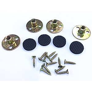 WEICHUAN Simple Furniture Legs Mounting Hardware Sets - Include 5/16" -18 Coarse Attachment Plates, Screws and Rubber Pads for Sofa Couch Chair Legs