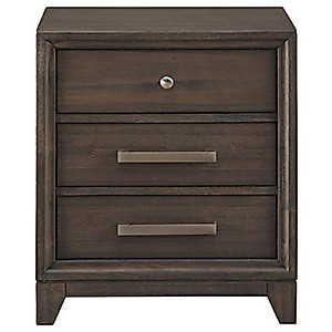 Signature Design by Ashley Brueban Transitional Contemporary 3 Drawer Nightstand with Dovetail Construction, Chestnut Brown