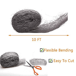 Steel Wool Mice Control, 2 Pack 3" x10 Ft Hole Filler, Gap Blocker, Barrier, Protect Against Animals in Holes Holes, Siding, Pipeline, Vents for Garden, House, Garage