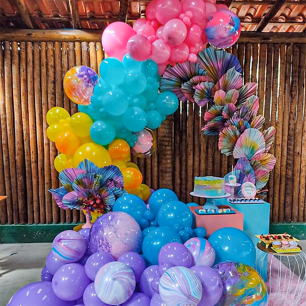 Encanto Balloon Garland Arch Kit, Magic House Mirabel Theme With Hot Pink Purple Balloons For Moana Birthday Girl's Baby Shower Bridal Shower Wedding Valentine Party Decorations