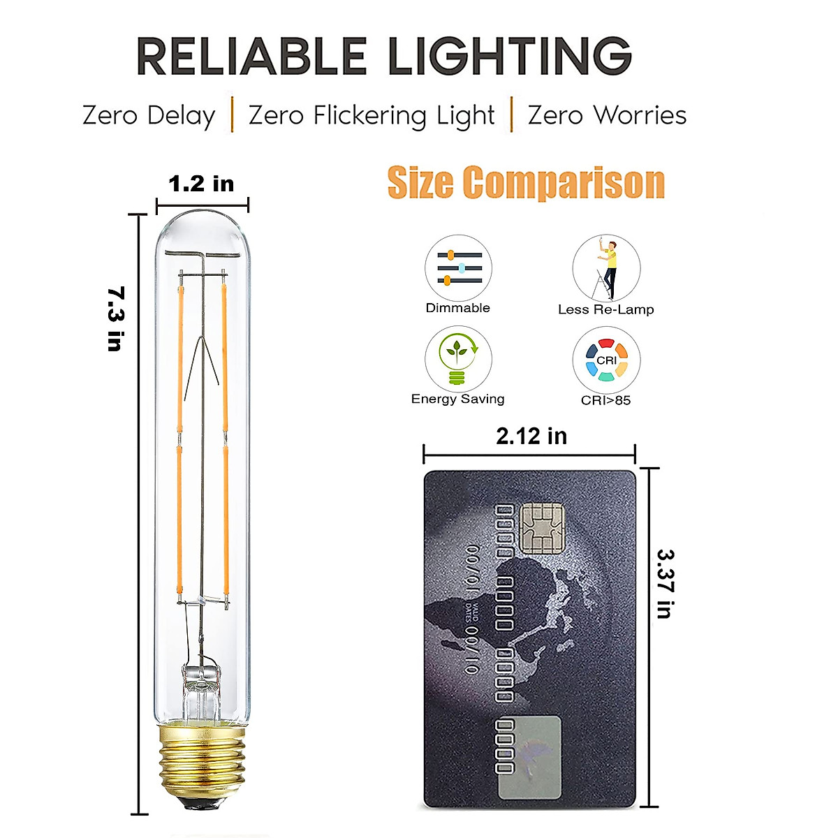 XININSUN Dimmable E26 Light Bulb 6W Equal 60 watt Edison led Light Bulb AC120V Warm White 2700K Edison Light Bulbs 60 Watt 600LM T10 led Bulb, Medium Base E26 Led Bulb, Pack of 4. (Warm White-2700K)