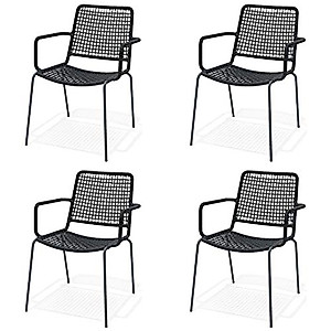 Amazonia Lancaster 4-Piece Chair Set Steel with a Rope Seat | Ideal for Outdoors