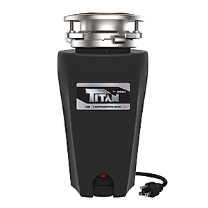 TITAN 10-US-TN-560-3B Garbage Disposal, 1/2 HP - Economy, Black with Stainless Steel Flange