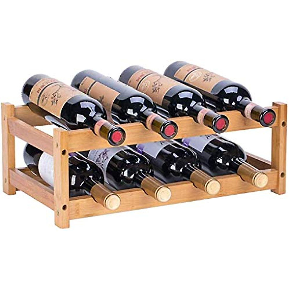 Riipoo Wine Rack Countertop, Wine Racks Shelf, Wine Bottle Holder for Pantry Cabinet Bar, Refrigerator, 2 Tier
