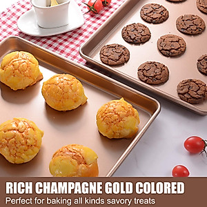 JOHO BAKING Sheet Pans Cookie Sheet,Baking Sheets for oven Nonstick Set,Cookie Tray Baking Pan Set,13inch,2-Piece,Gold