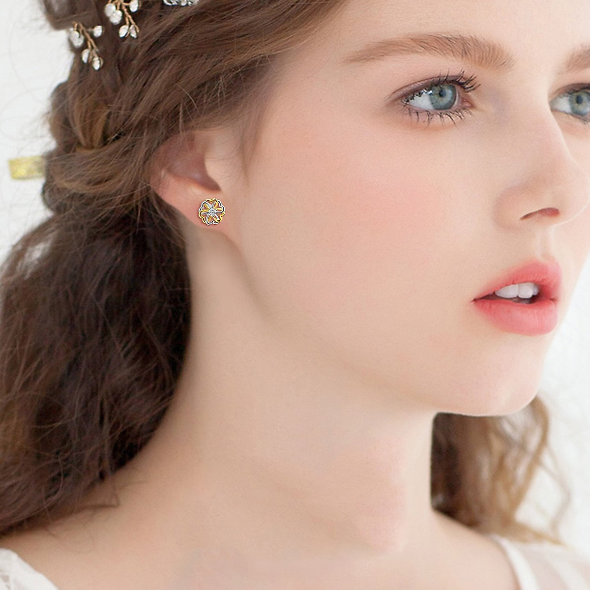 AOBOCO Sterling Silver Stud Earrings for Women, Crystals from Swarovski, My Little Garden of Love and Hope Series, Hypoallergenic Anniversary Birthday Jewelry Gifts for Lovely Ladies