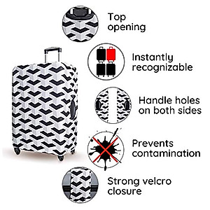 Luggage Cover Suitcase Protector Fits 19-33 Inch TSA Approved Travel Suitcase Cover Washable Dustproof Anti-Scratch (M (22-26 inch), Pattern)
